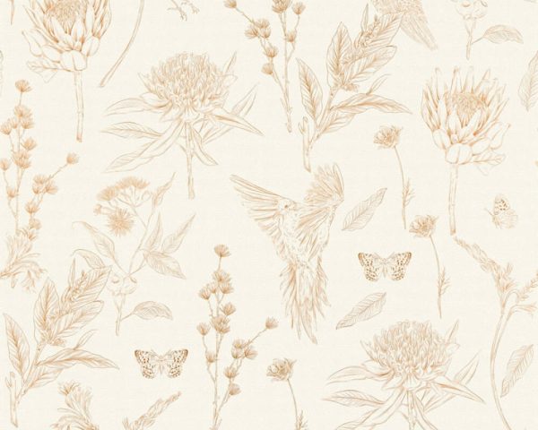 LIVINGWALLS WALLPAPER «FLORAL, BEIGE, BROWN, CREAM» 394291