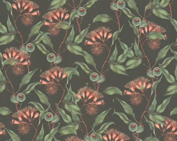 LIVINGWALLS WALLPAPER «FLORAL, BLACK, GREEN, RED» 394301