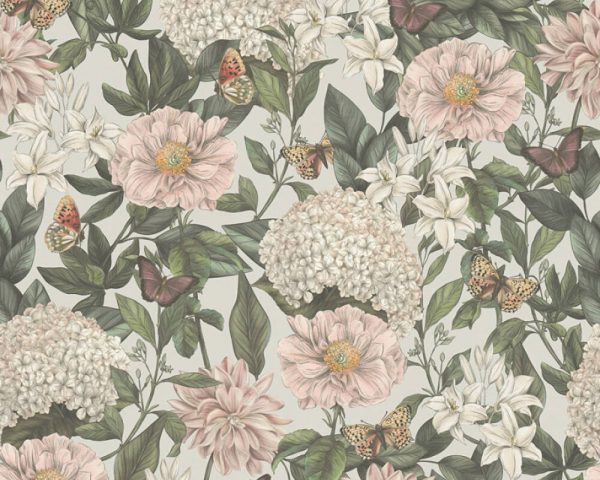 LIVINGWALLS WALLPAPER «FLORAL, GREEN, GREY, PINK» 394264