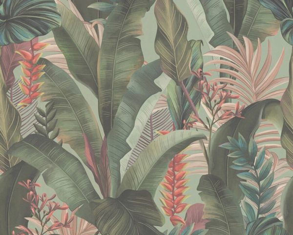 LIVINGWALLS WALLPAPER «FLORAL, GREEN, PINK, RED» 394353