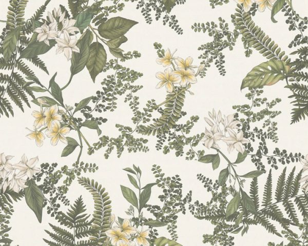 LIVINGWALLS WALLPAPER «FLORAL, GREEN, WHITE, YELLOW» 394243