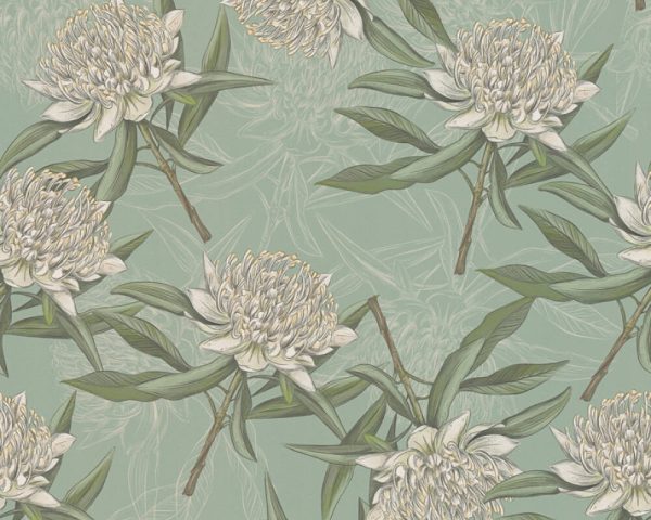 LIVINGWALLS WALLPAPER «FLORAL, GREEN, WHITE» 394322