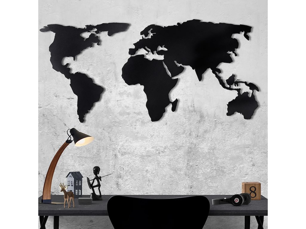 Wallity Metalni ukras za zid World Map Silhouette