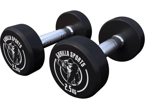 GORILLA SPORTS Okrugle gumirane bučice (2 x 2,5 kg)