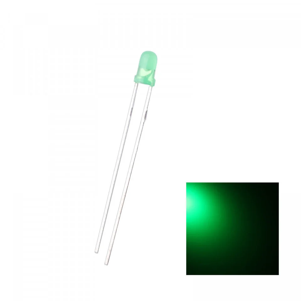 LED dioda 3mm zelena difuzna