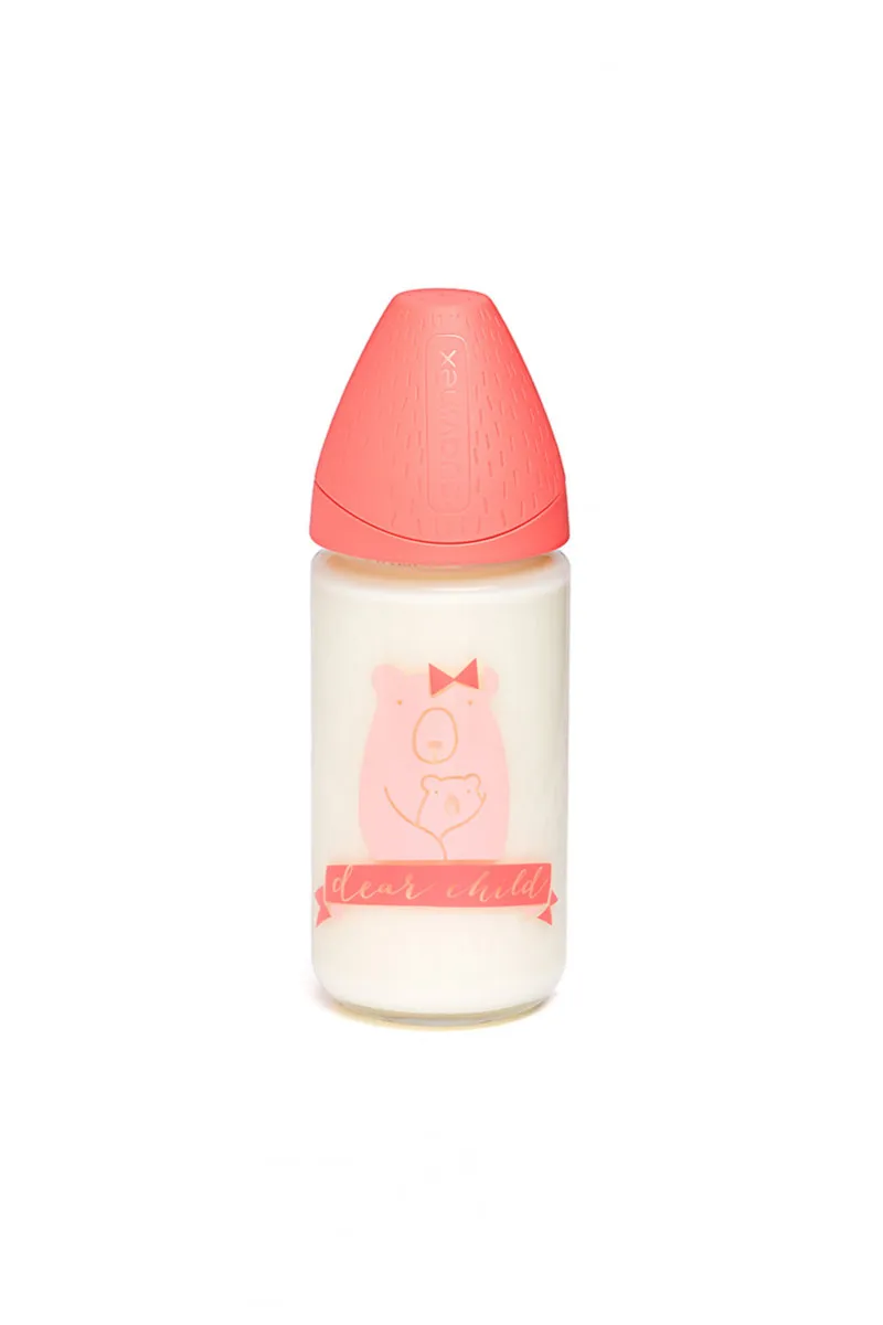 FLASICA STAKLENA 240ML 3P S TAMNO ROZE MEDVED (3800683)