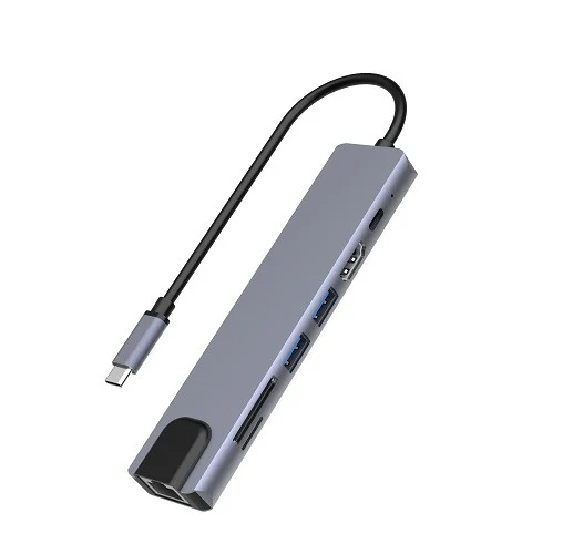 Adapter USB C-RJ45/SD/TF/USB2.0/USB3.0/HDMI/PD