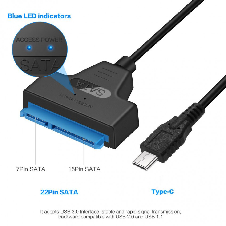 Kabl adapter USB C muški-SATA 22 pina