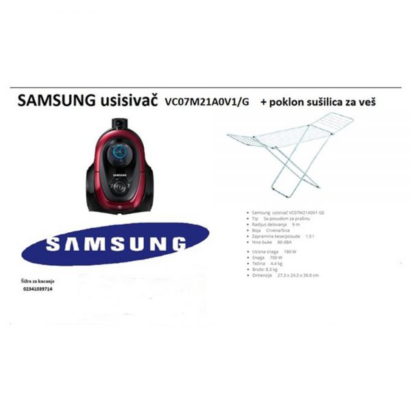 Usisivač SAMSUNG VC07M2110SR/GE + poklon sušilica Jolly