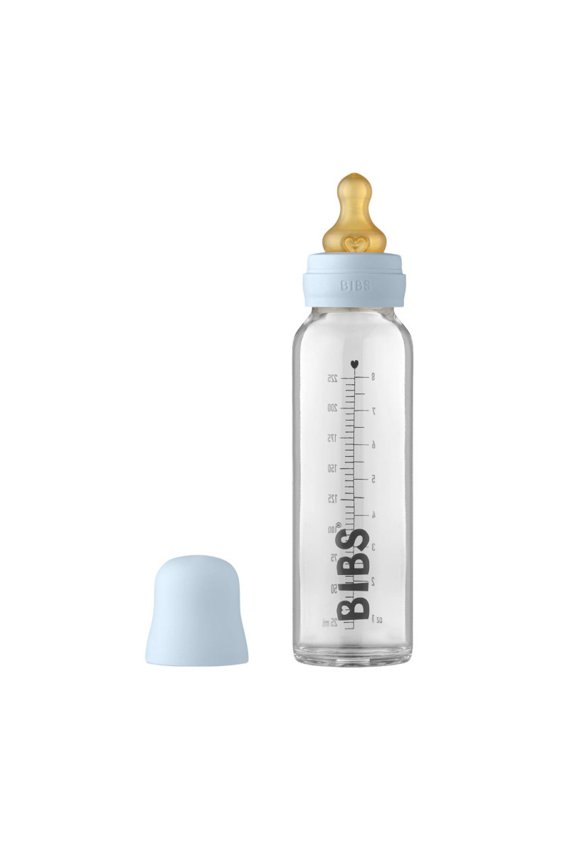 Bibs staklena flašica 225ml Baby blue