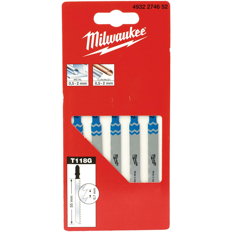 Milwaukee Listovi ubodne testere za metal, Bi-metal, 55 mm, 4932274652