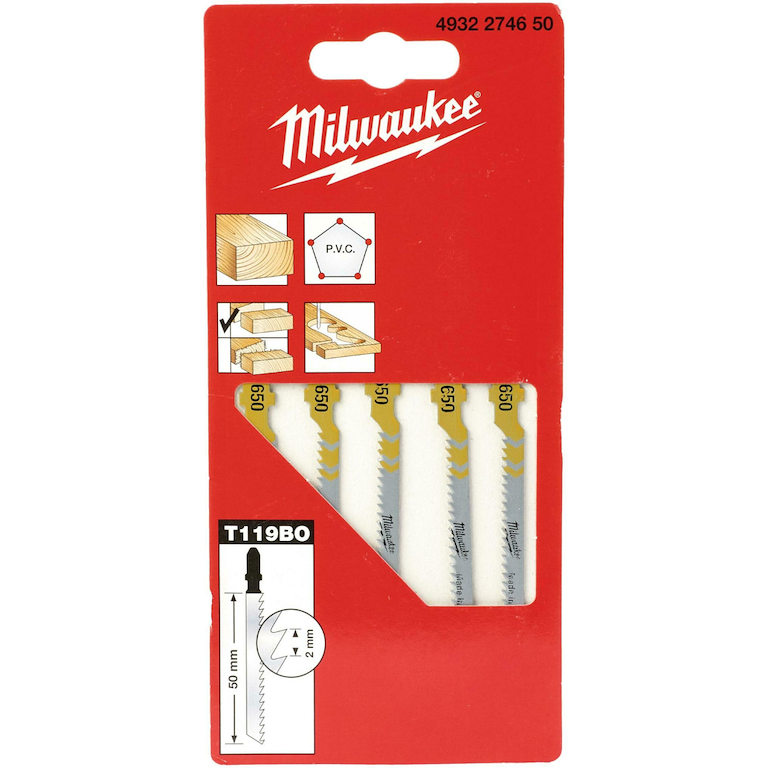 Milwaukee Listovi ubodne testere za zakrivljene rezove u drvetu, 50 mm, 4932274650