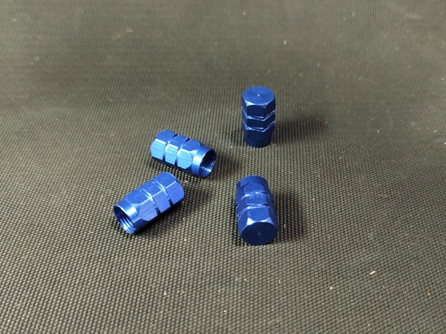Kapice za ventile aluminijumske hex plave 4 kom