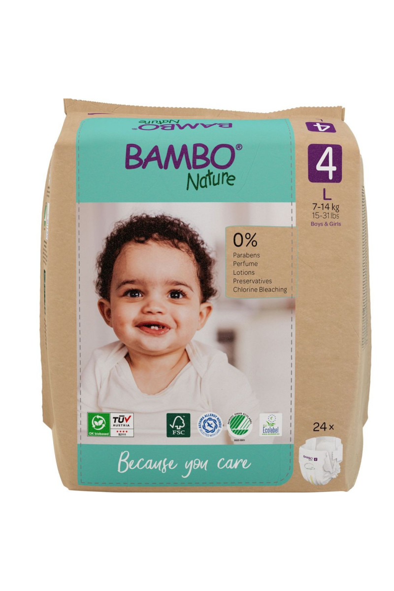 Bambo pelene nature papirno pak. 4 7-14kg 24kom