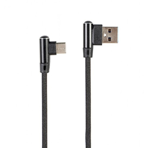 Gembird Premium jeans (denim) Type-C USB cable with metal connectors, 1 m, black, angled both sides | CC-USB2J-AMLCML-1M