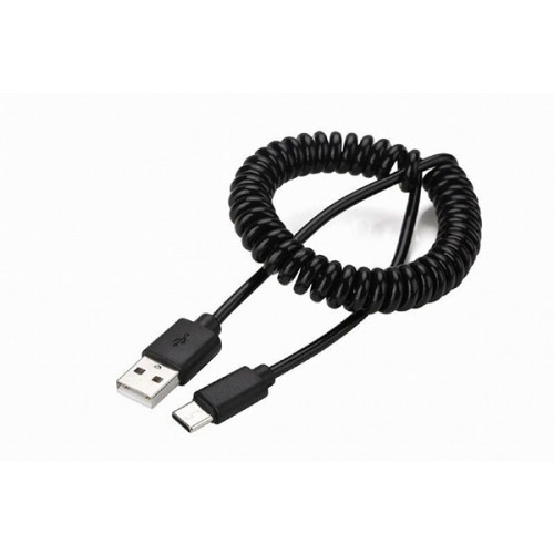 Gembird Spiralni USB 2.0 AM na USB-C kabl, 0.6m crni | CC-USB2C-AMCM-0.6M