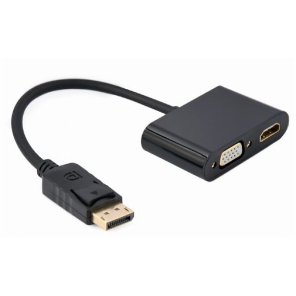 GEMBIRD DisplayPort adapter (muški) na HDMI (ženski) + VGA (ženski), A-DPM-HDMIFVGAF-01, crna