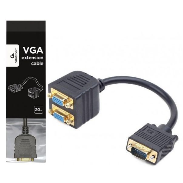 GEMBIRD VGA splitter kabl, CC-VGAX2-20CM, 20cm