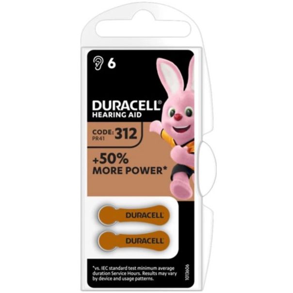 DURACELL Baterija Hearing Aid 312 1,45V, za slusni aparat, 6 kom (cena po komadu)