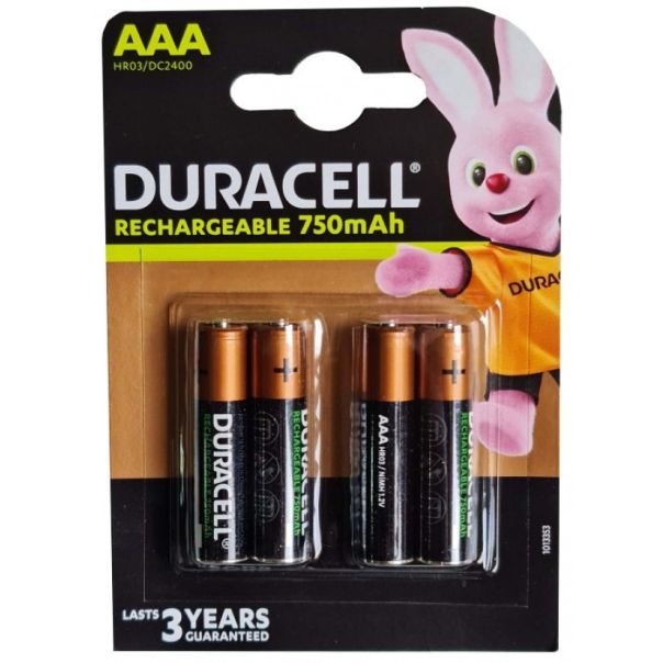 DURACELL Baterija punjiva 750mAh AAA, R3 MN2400, 4 kom (cena po komadu)