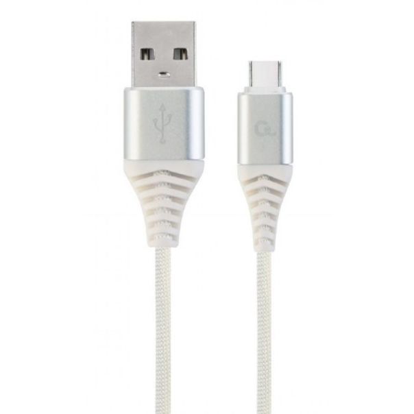 GEMBIRD USB Type-C kabl, pleteni, CC-USB2B-AMCM-2M-BW2, 2m, srebrna/bela