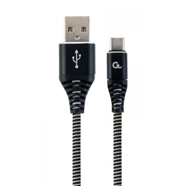 GEMBIRD USB Type-C kabl, pleteni, CC-USB2B-AMCM-2M-BW, 2m, crna/bela
