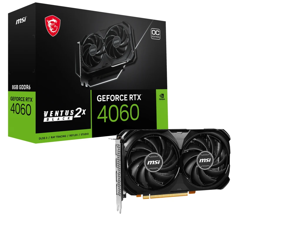 MSI GeForce RTX4060 VENTUS 2X BLACK 8G OC 8GB GDDR6 128bit