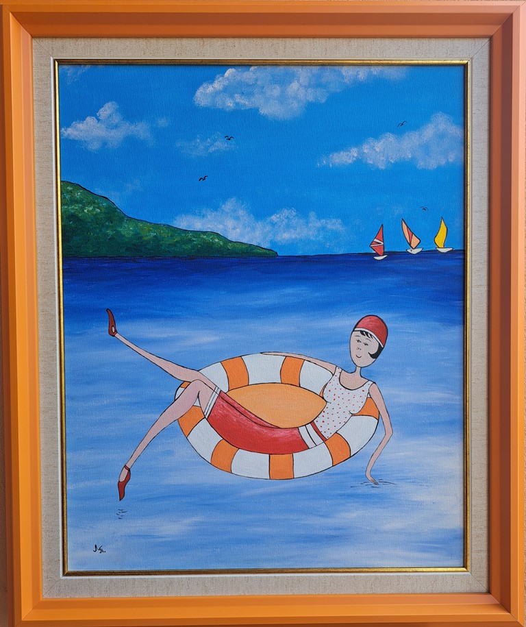 Uživanje, akril na platnu, sa 60×50 cm, bez 50×40 cm, Tijana L. , sertifikat, 100 eura