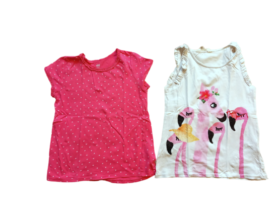   2x H&M letnje majice, flamingo, 134-140