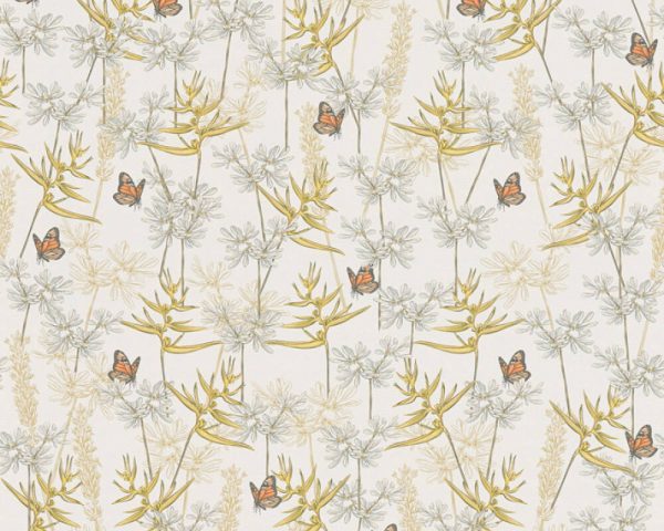 LIVINGWALLS WALLPAPER «FLORAL, ORANGE, WHITE, YELLOW» 394231