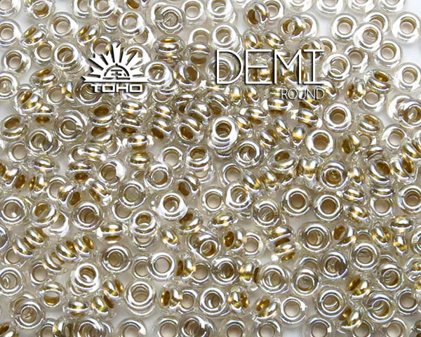 TN-08-989 Demi Round 8/0 Gold Lined Crystal (5gr)