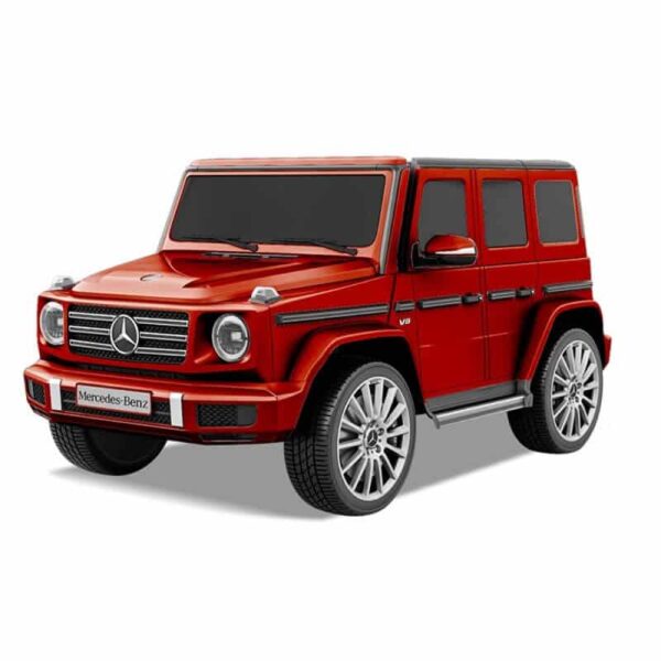 Dečiji auto Mercedes Benz G500 na akumulator sa mekim gumama i kožnim sedištem – metalik crveni, model 289-1