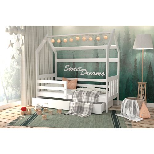 Drveni dečiji krevet Domek 2 - beli - 160x80 cm