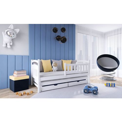 Drveni Dečiji Krevet Galaxy S Dodatnim Krevetom I Fiokom - Beli - 190*90 Cm