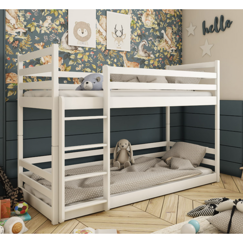 Drveni Dečiji Krevet Na Sprat Mini - Beli - 190*90 Cm