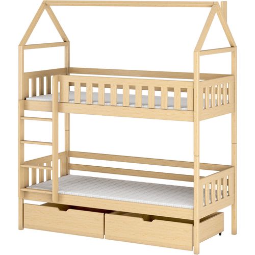 Drveni Dečiji Krevet Na Sprat Gaja Sa Fiokom - Svetlo Drvo - 200X90 Cm