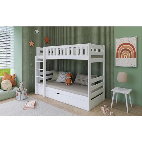Drveni Dečiji Krevet Na Sprat Focus Sa Fiokom - Beli - 180*80 Cm