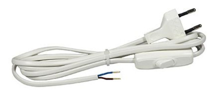 Commel prikljucni kabl za rasvetu sa sklopkom, beli, 2m h03vvh2-f 2x0,75 ( c0112 )