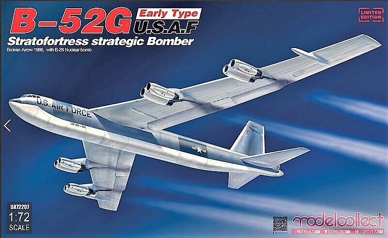 MODELCOLLECT 1/72 B-52G Early Type U.S.A.F Stratofortress Strategic Bomber Broken Arrow 1966, with B-28 Nuclear Bomb