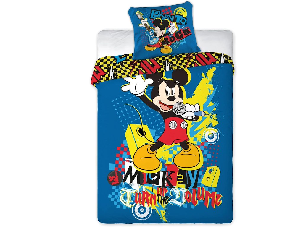 Posteljina za decu Mickey Mouse Born to Rock 160x200+70x80cm