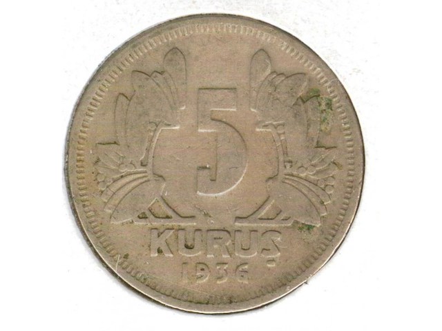 Turska 5 kurusa 1936