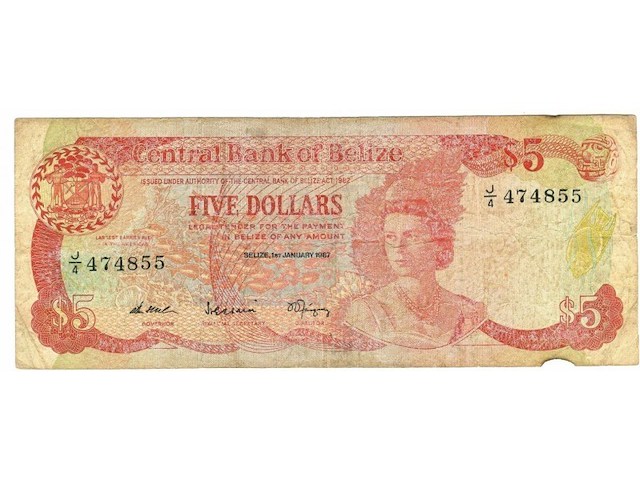 Belize 5 dolara 1982