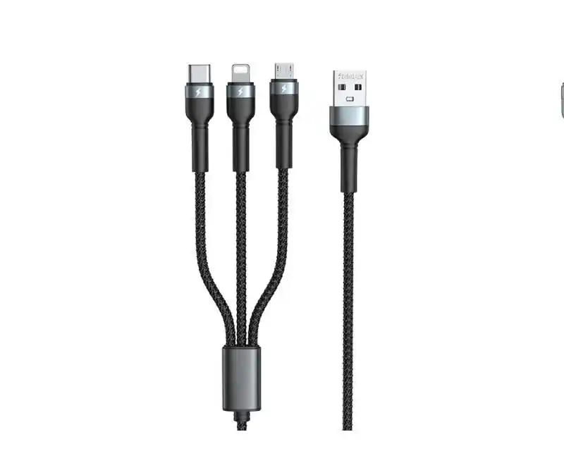 Kabl USB Jany Remax Tip A - Tip C,micro i Lightning 3.1A RC-124th 3u1 crni 1m