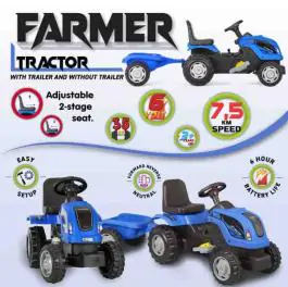 Traktor sa prikolicom na akumulator MMX 6V plavi