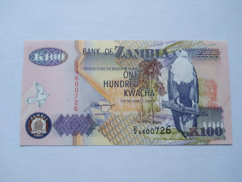 Zambija 100 kvacha,1992 god.UNC