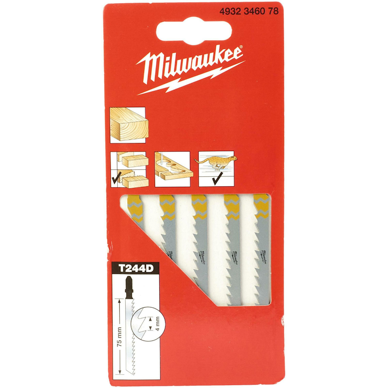 Milwaukee Listovi ubodne testere za krive rezove u drvetu, 75 mm, 5 kom, 4932346078