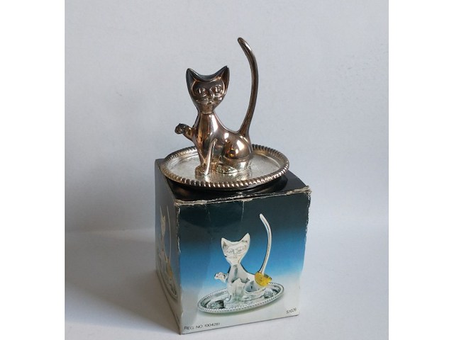 figura CAT RING HOLDER - silver plated