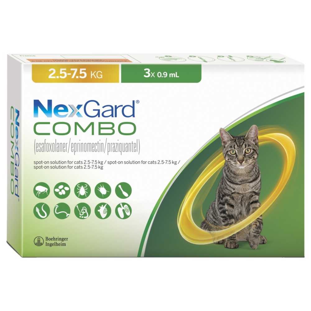 NexGard Combo Cat 2.5kg – 7.5kg (Cena po tableti)