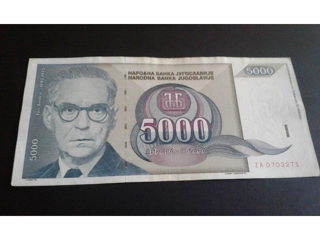 5000 DINARA iz 1992. ZA