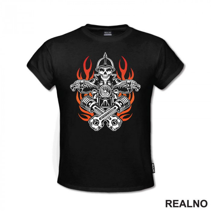 SKULL BIKER - FIRE - MOTO - MOTORI - MAJICA